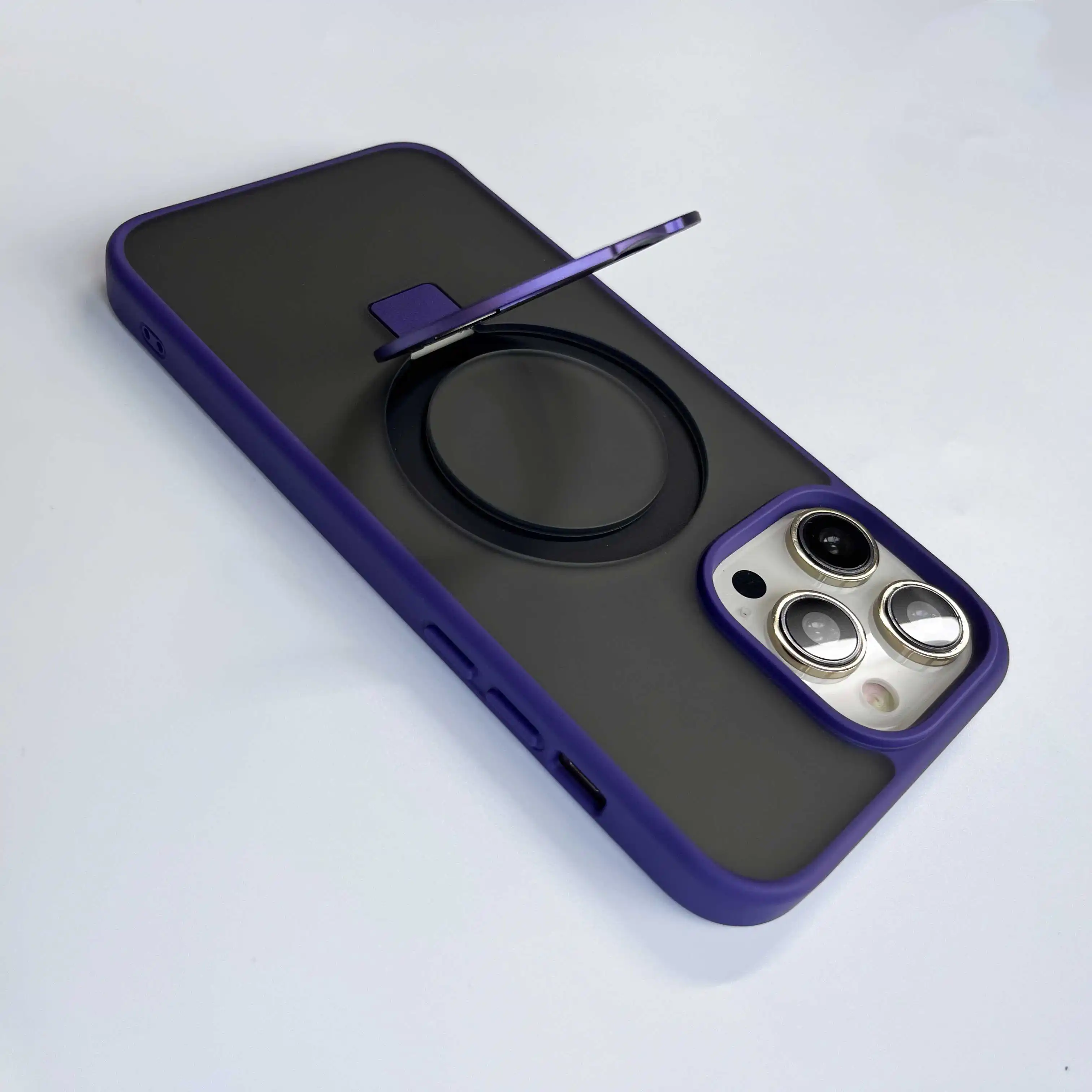 360 Degree Magsafe Magnet Ring Case For Iphone 15 14 13 Matte Kickstand ...