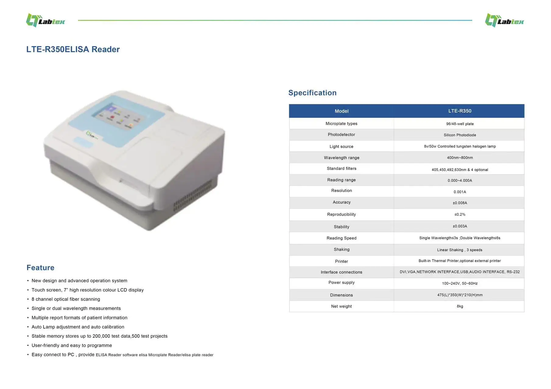 Labtex Elisa Reader Microplate Reader 48 & 96 Well Plate Elisa Reader ...