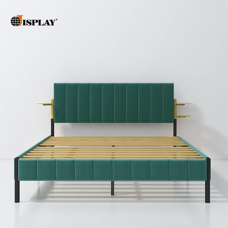 Customized Technology Fabric Bed With Usb Socket Light Luxury Modern ...