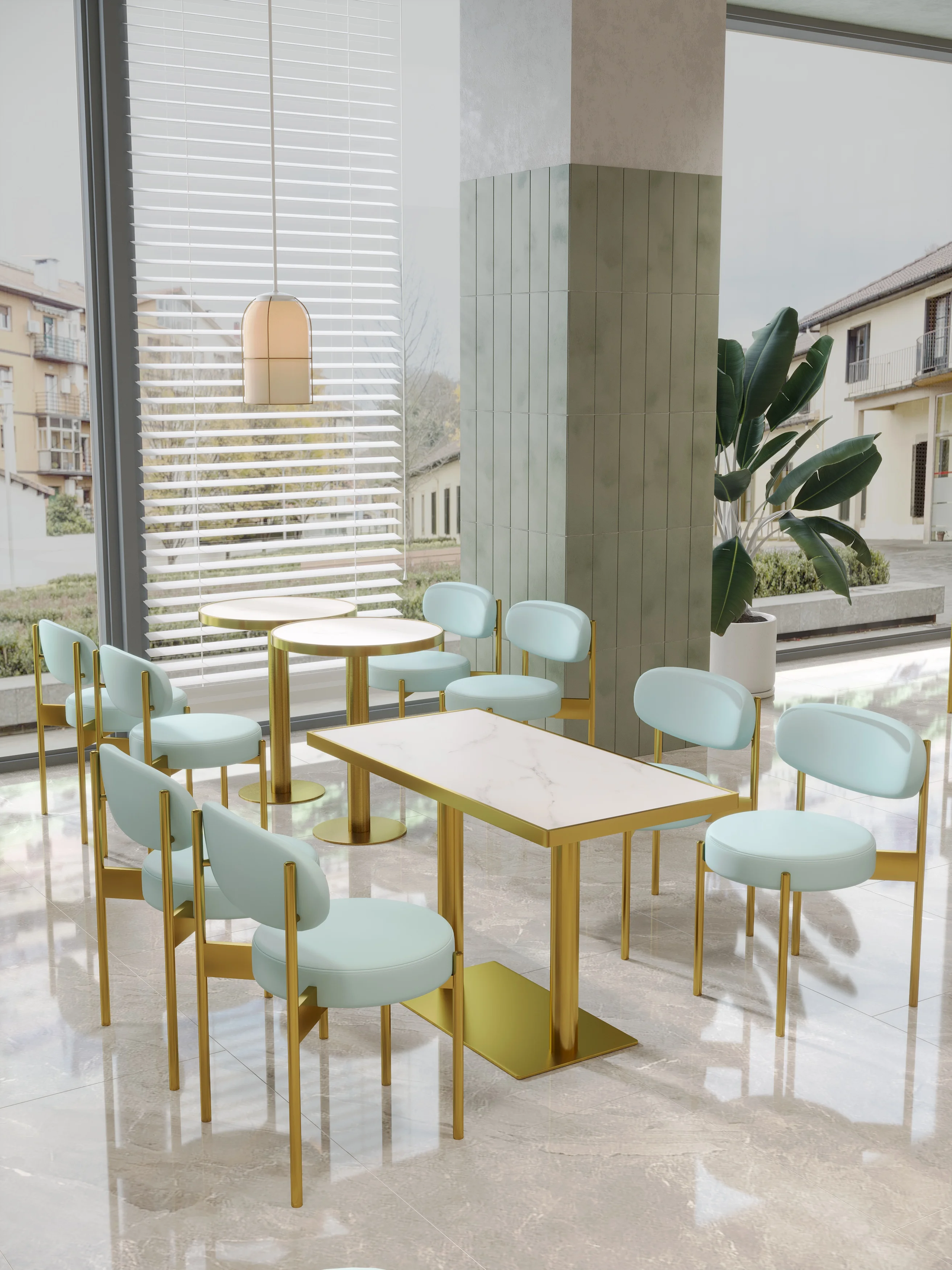 Restaurant Furniture Dining Table And Chair Metal Leather Coffee Chair ...