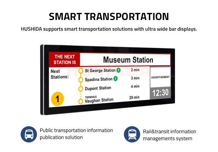 Commercial Long Narrow Shelf Edge Advertising Screen Stretched Bar Lcd ...