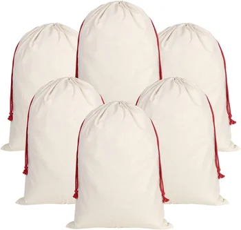 Double Layers Large Christmas Santa Sacks Xmas Linen Xmas Sack Bag With ...