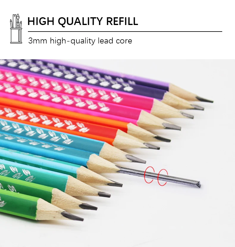 Yalong Factory Customized Stationery Supplies 12pcs Colorful Poplar Hb ...