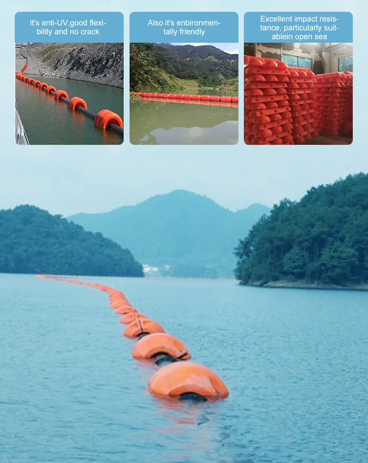 Cylindrical Floating Seaweed Barrier On The Water To Intercept Garbage ...