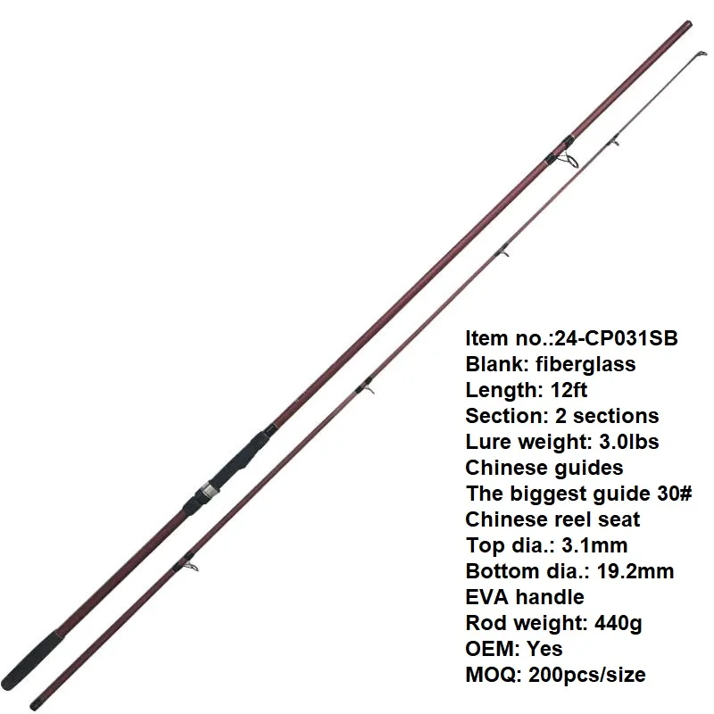 12ft 2 Section 3.0LBS Carp Rod Chinese Guides Chinese Reel Seat ...
