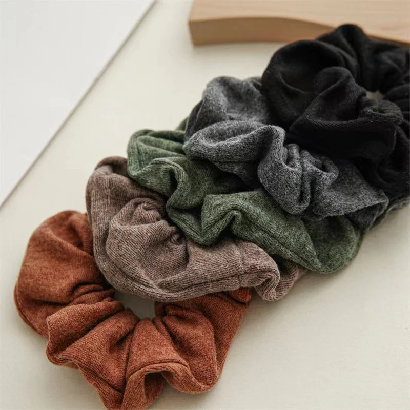 New Simple Fashion Cashmere Wool Thick High Elastic Hair Scrunchies ...