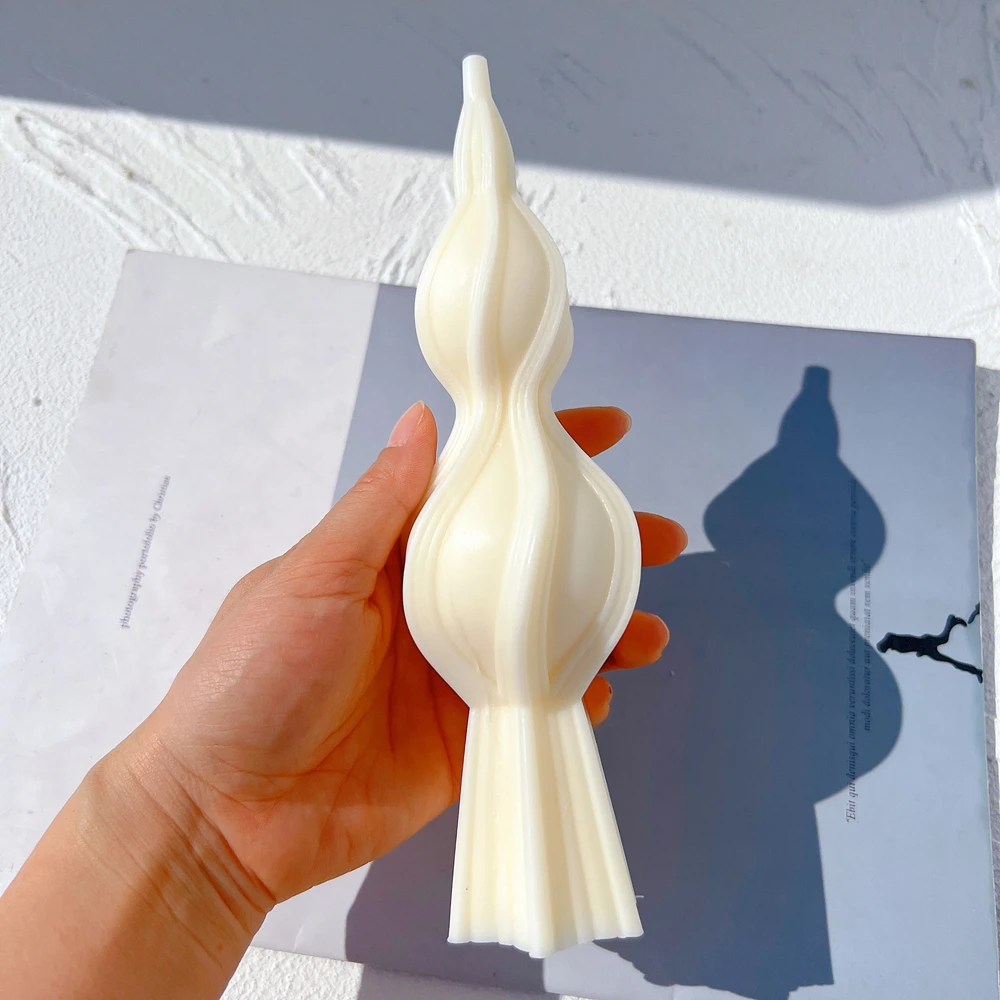 Tall Swirl Candle Silicone Molds Irregular Geometric Sculptured Mould ...