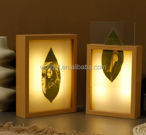 A4 Size Modern Custom Wooden LED Night Lights Rectangle Acrylic Wood ...