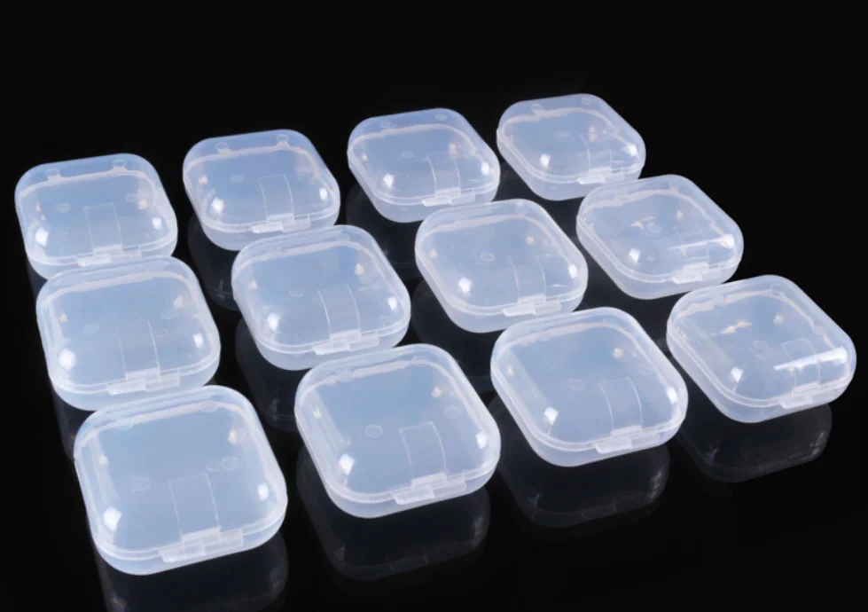 Transparent Small Square Pill Storage Container Mini Plastic Storage ...