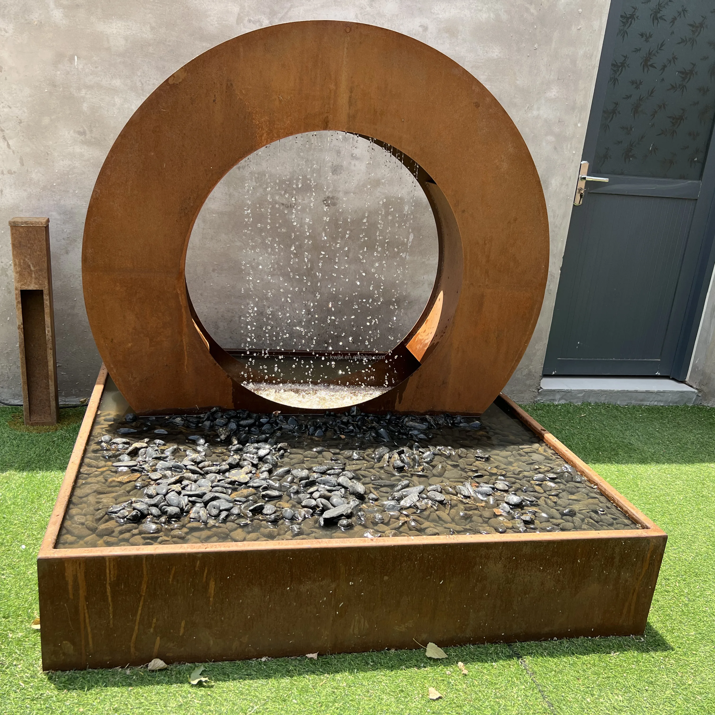 Garden Door-shape Waterfall Corten Steel Water Feature Patio Water ...