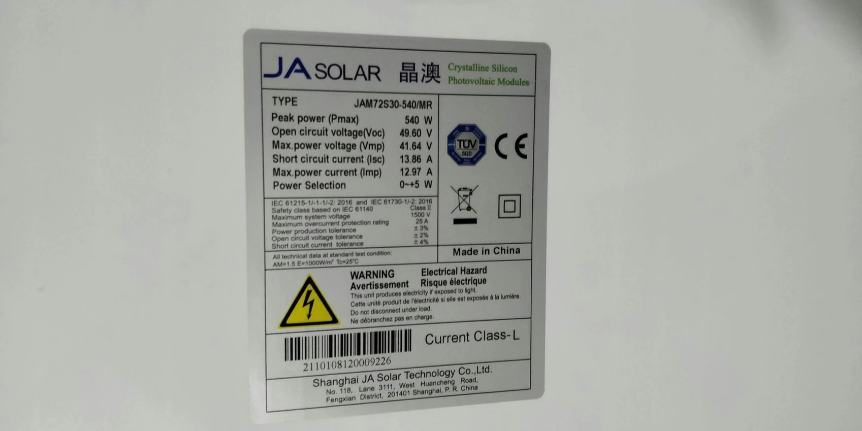 JA Solar Jam72s30-535-550/mr - High Efficiency Solar Panels