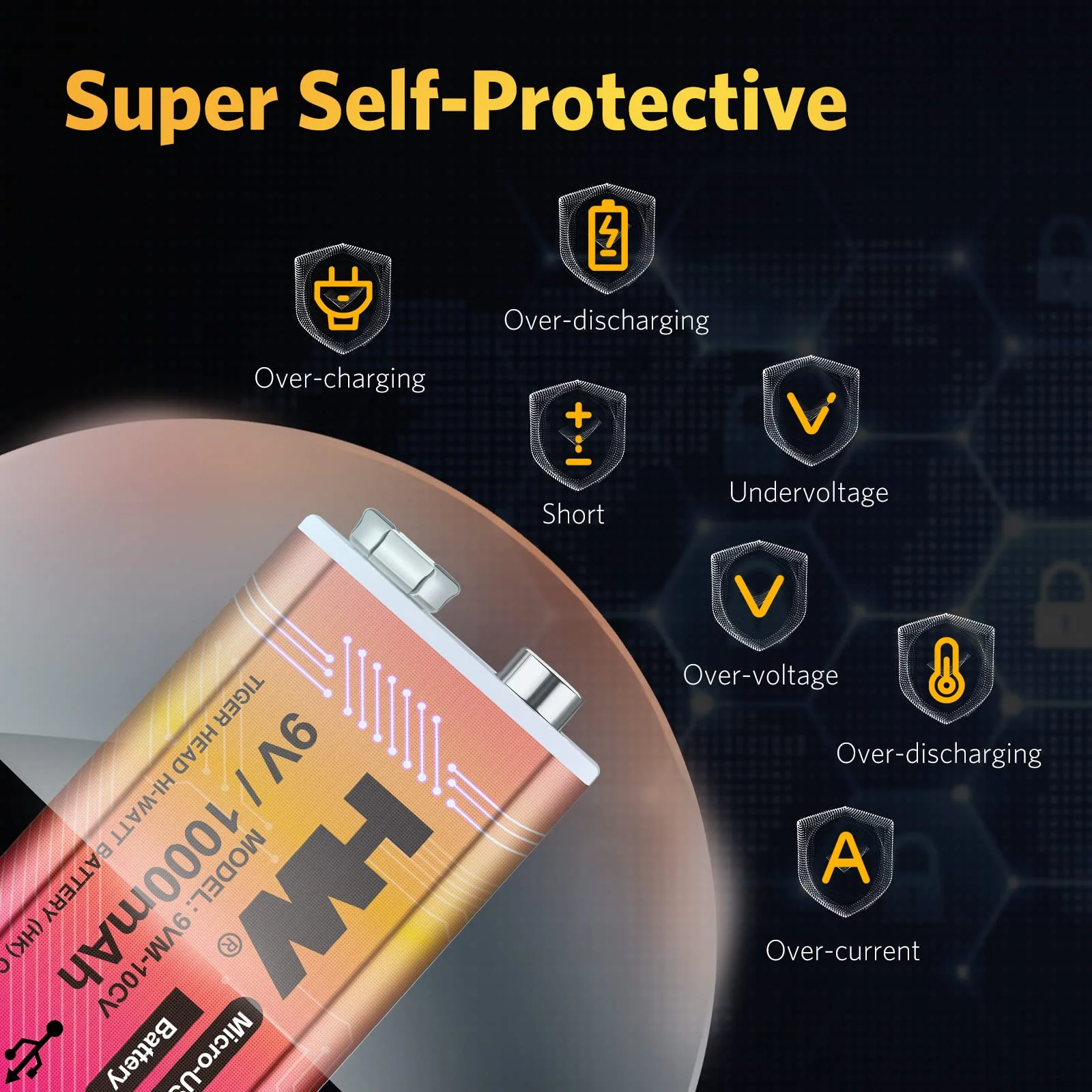 Tiger Head Battery Lithium Most Popular Rechrageble Li-ion Battery 9v ...