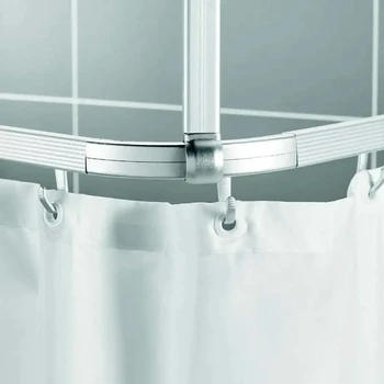 Modern Curved Aluminium Tube Shower Curtain Rod Hanging Hook With Metal ...