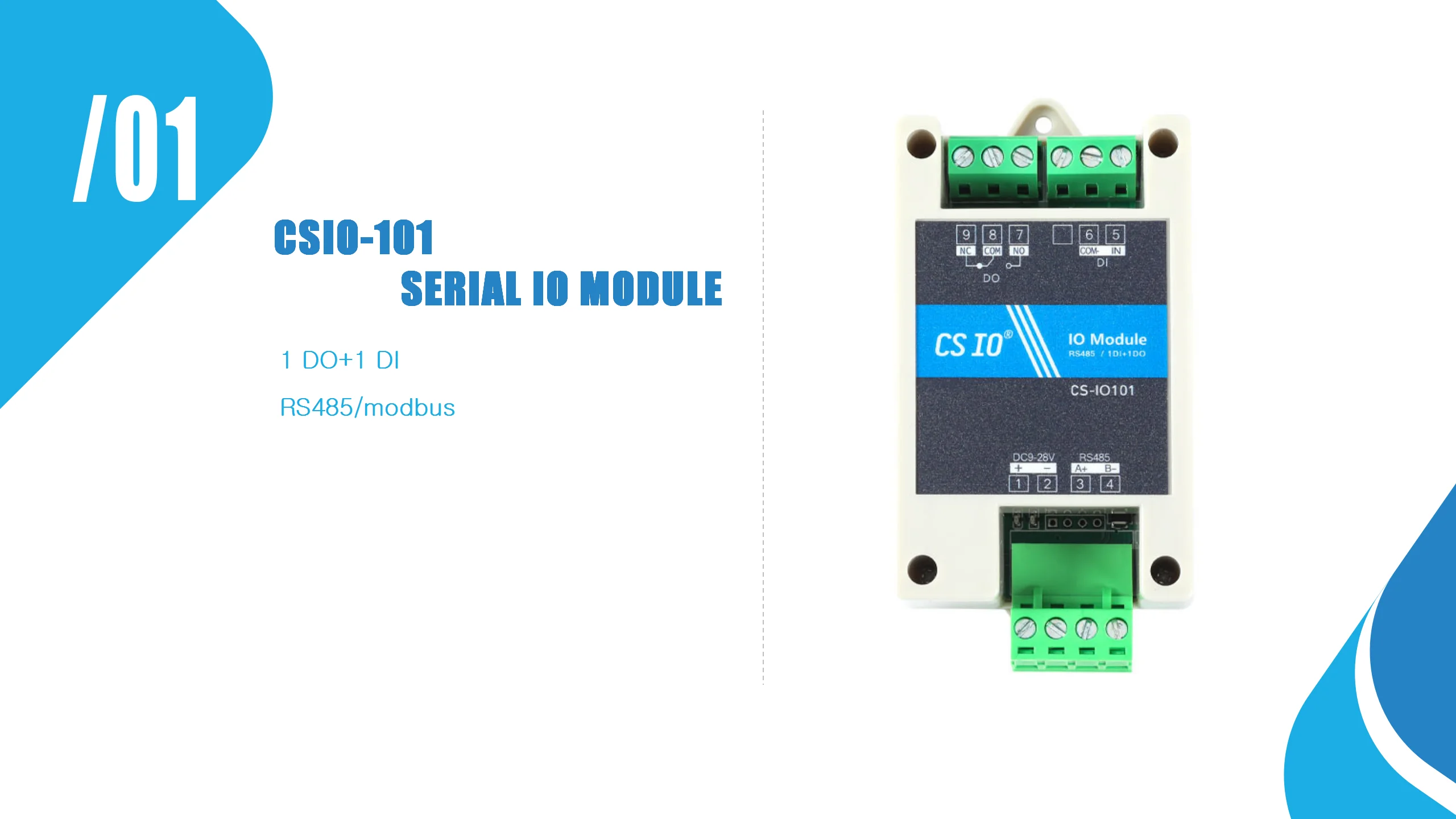 Csio-101 Industrial Rs485 Modbus Io Module With 1 Input 1 Output Serial ...
