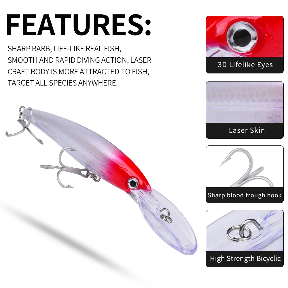 Alibaba.com: 32g 50g 75g Deep Diving Large Minnow Lure Artificial ...