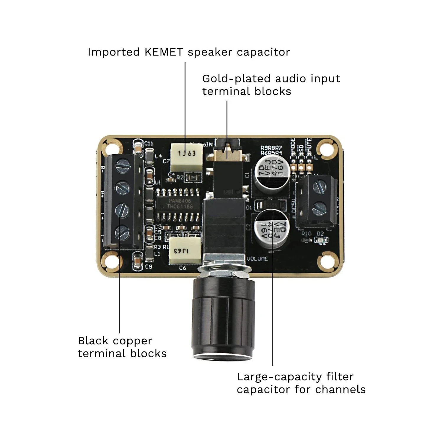OEM Audio Amplifier Board 5W+5W Mini Amplifier Board PAM8406 DC 5V ...