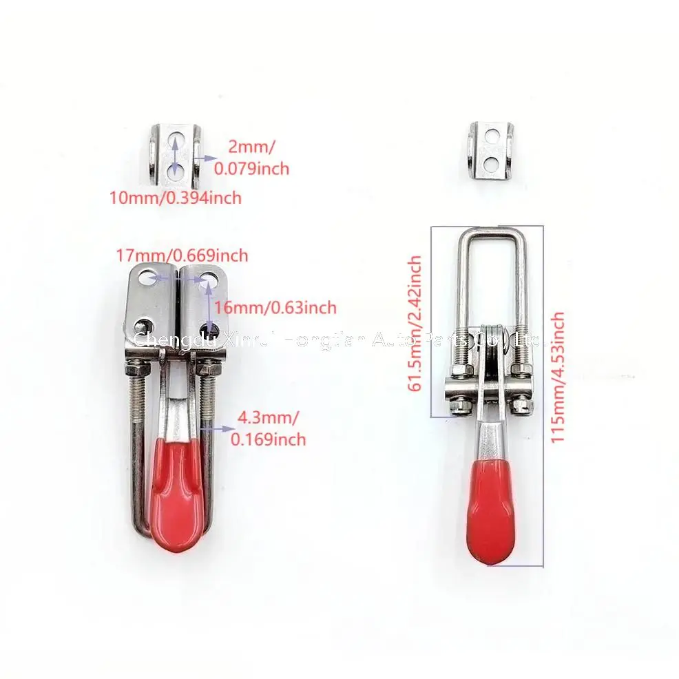 Stainless Steel Adjustable Toggle Latch Clamp Long Hasp Four Holes ...
