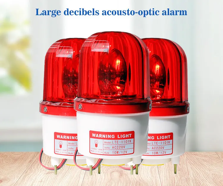 LTE-1101J Rotary Warning Light with Buzzer - DC12V, 24V, AC220V