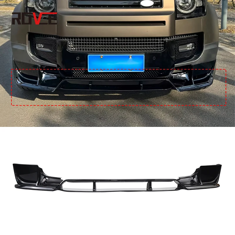 Glossy Black Mansory Style Front Bumper Lip For Land Rover New Defender ...