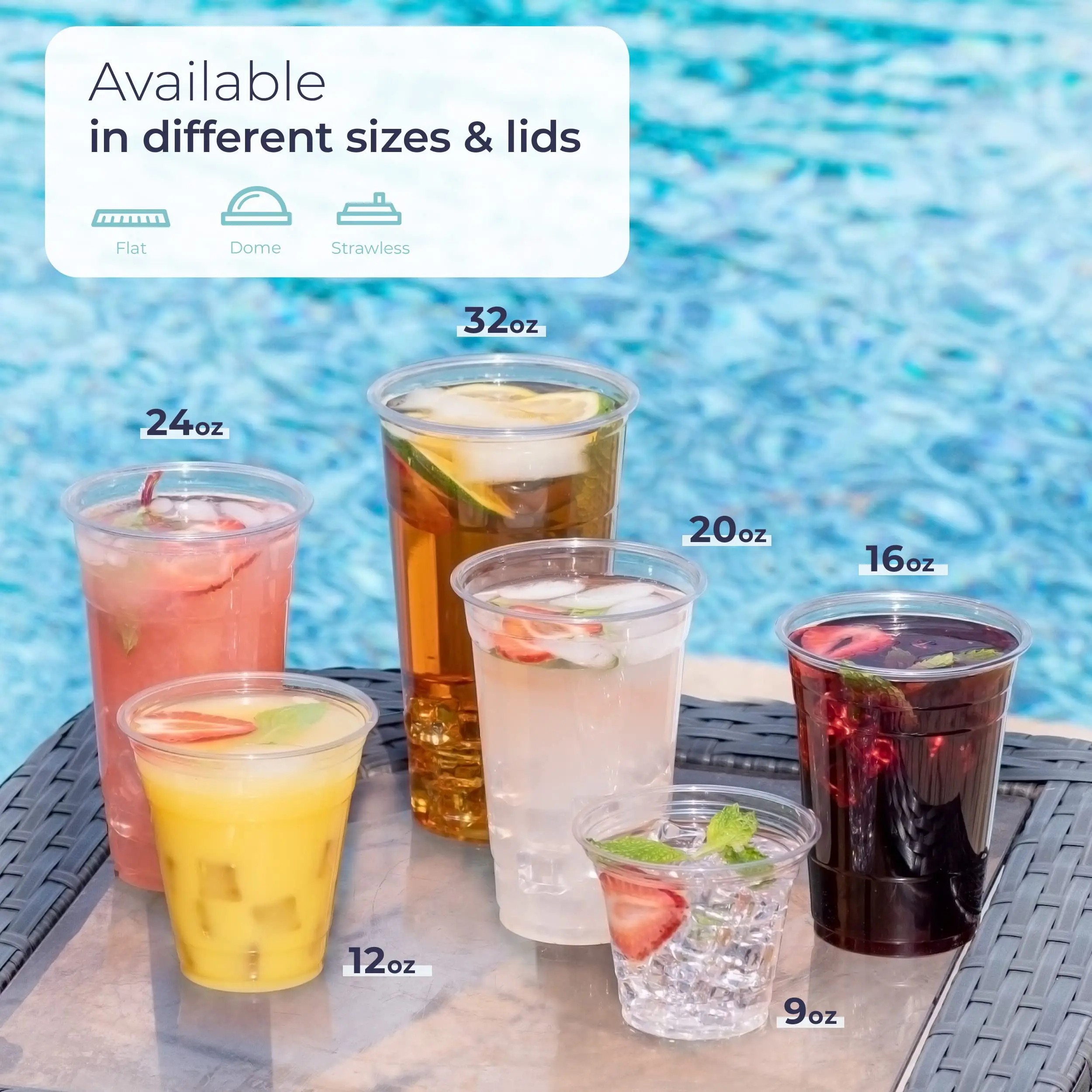 Disposable Plastic Cups with Lid - Perfect for Drinks