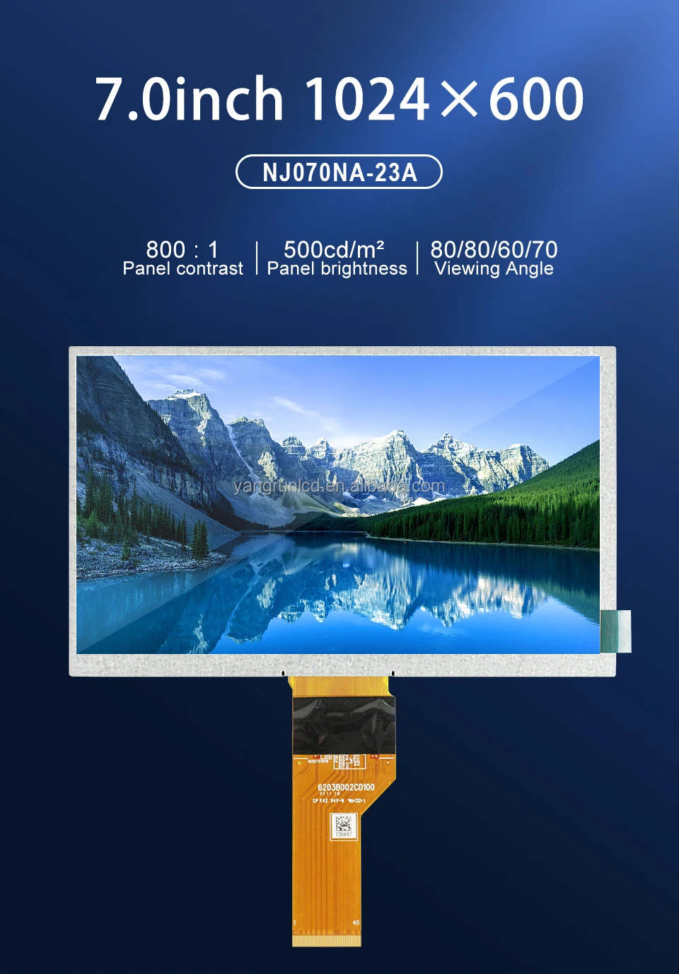 7 Inch 1024x600 Lcd Screen 500 High Brightness Lvds 40 Pins Nj070na-23a ...