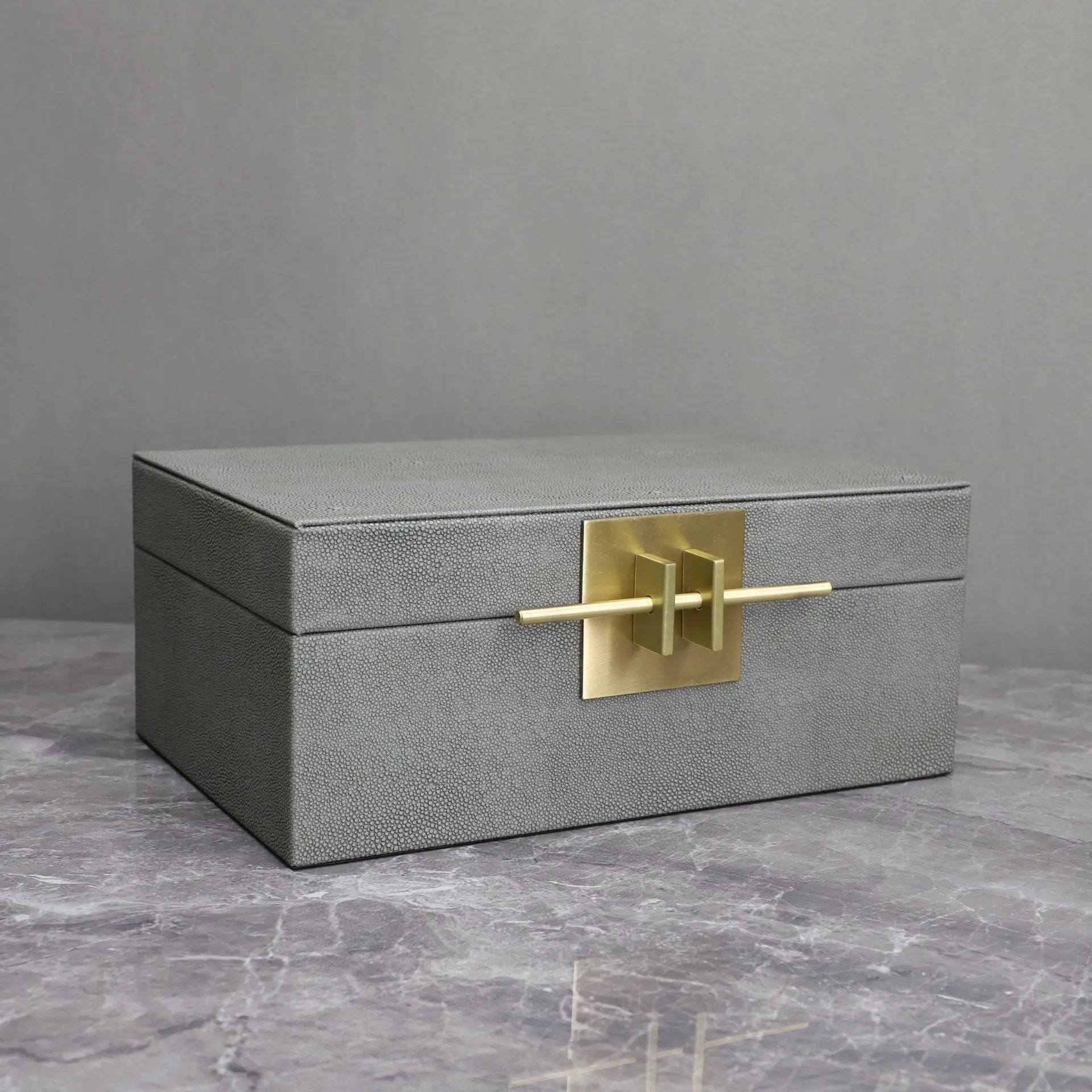 Modern Luxury Gray Leather Jewelry Boxes New Chinese Style with Simple ...