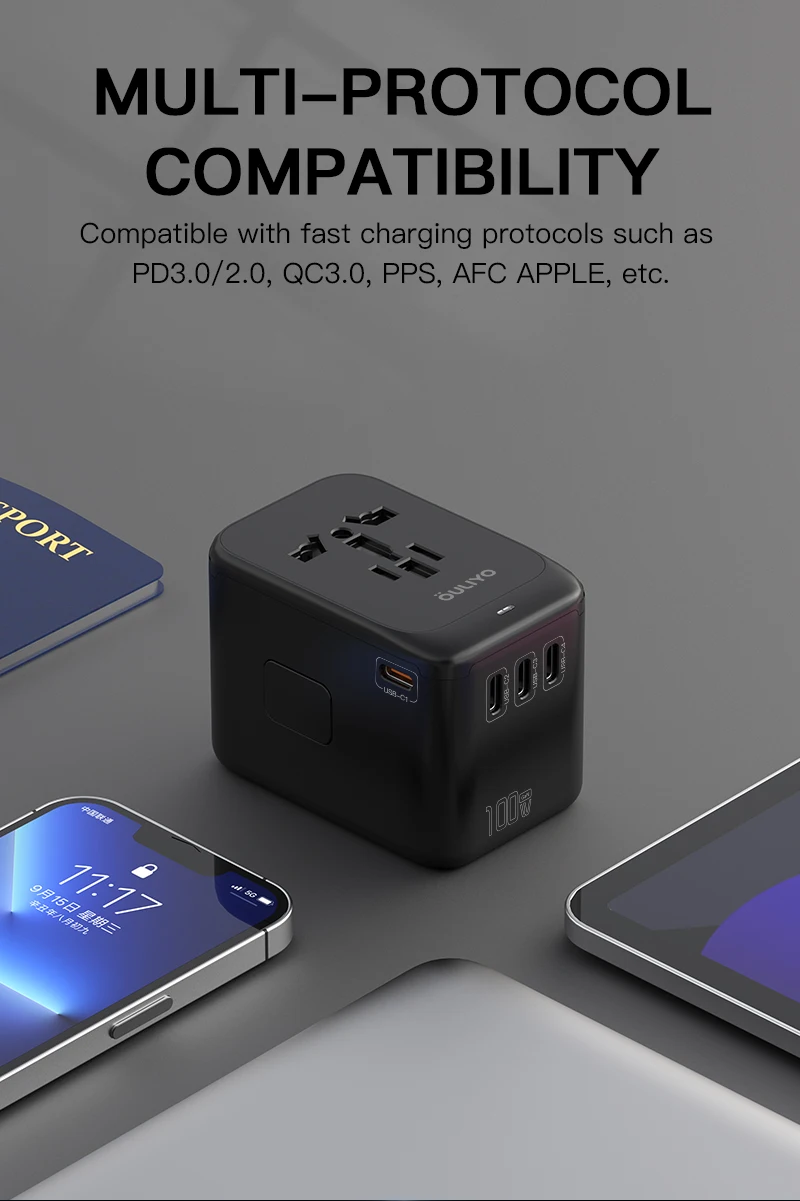 100w Super Fast Charging World International Universal Travel Adapter ...
