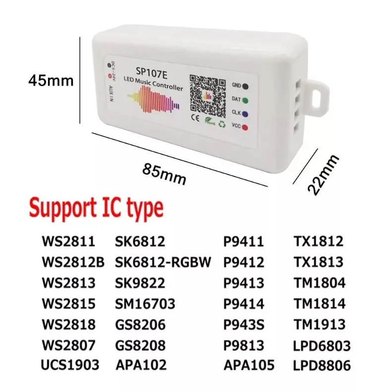 Controlador LED SP107E LED Mobile Phone APP Music Sync Bluetooth Full ...
