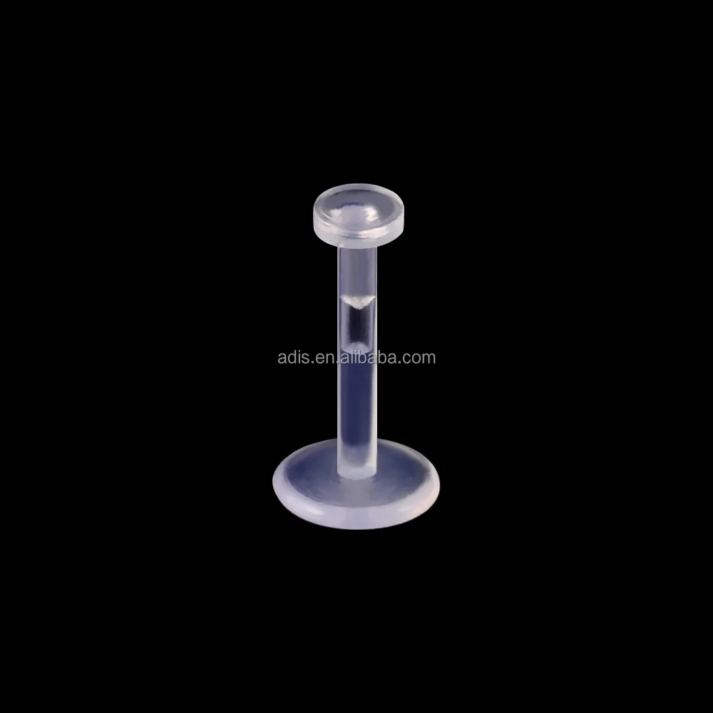 Acrylic Push In Labret Bar With Flat Disc Top Simple Transparent Clear ...