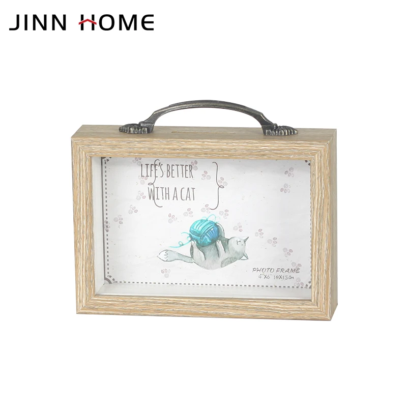 Shadow Money Box Decorative Money Box Wooden Piggy Bank With Handle ...