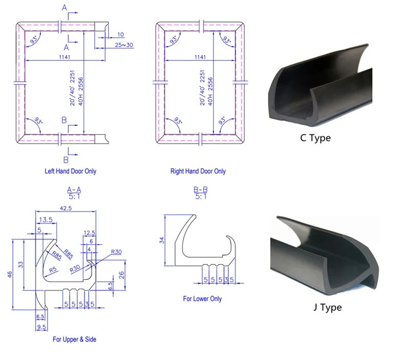 All Kinds of Container Door Seal Gasket J Type C Type and Special Specifications| Alibaba.com