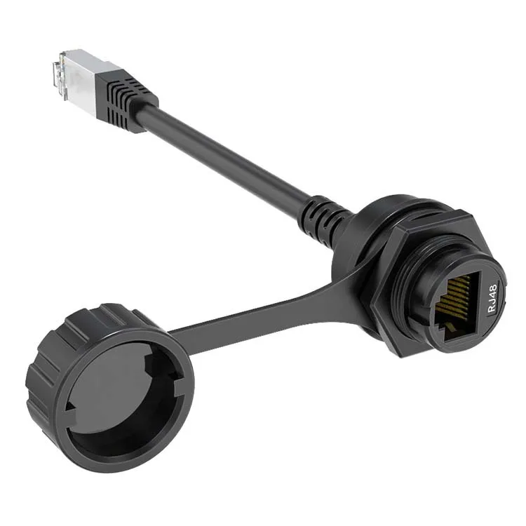 Industrial Grade IP67 Panel Mount RJ45 8P8C RJ48 10P10C Screw Locking ...