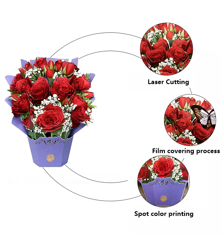New Design Big Pop Up Red Roses Handmade Standing Greeting Card For ...