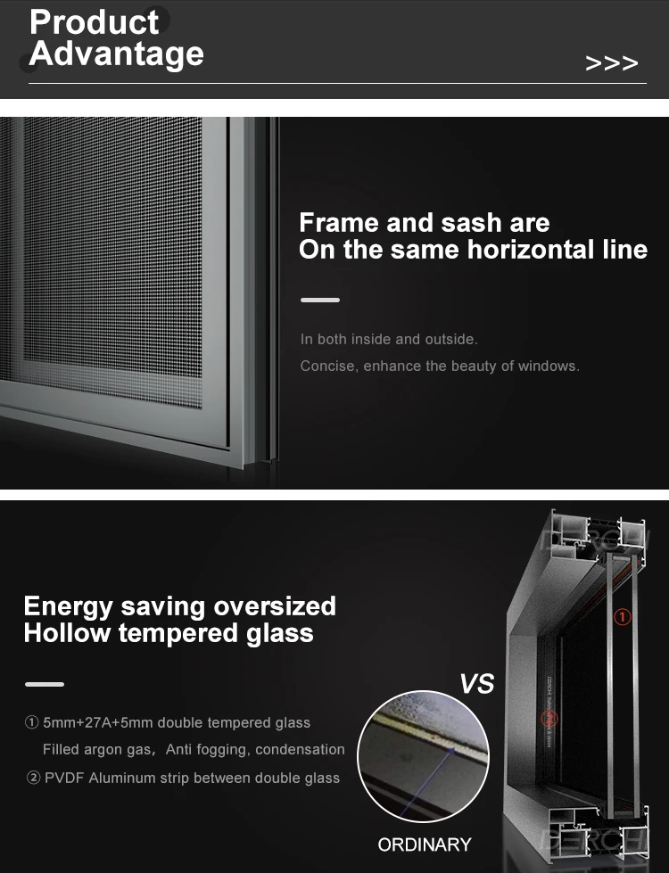 Energy Efficient Ultra Narrow Frame Casement Window Custom Hurricane ...