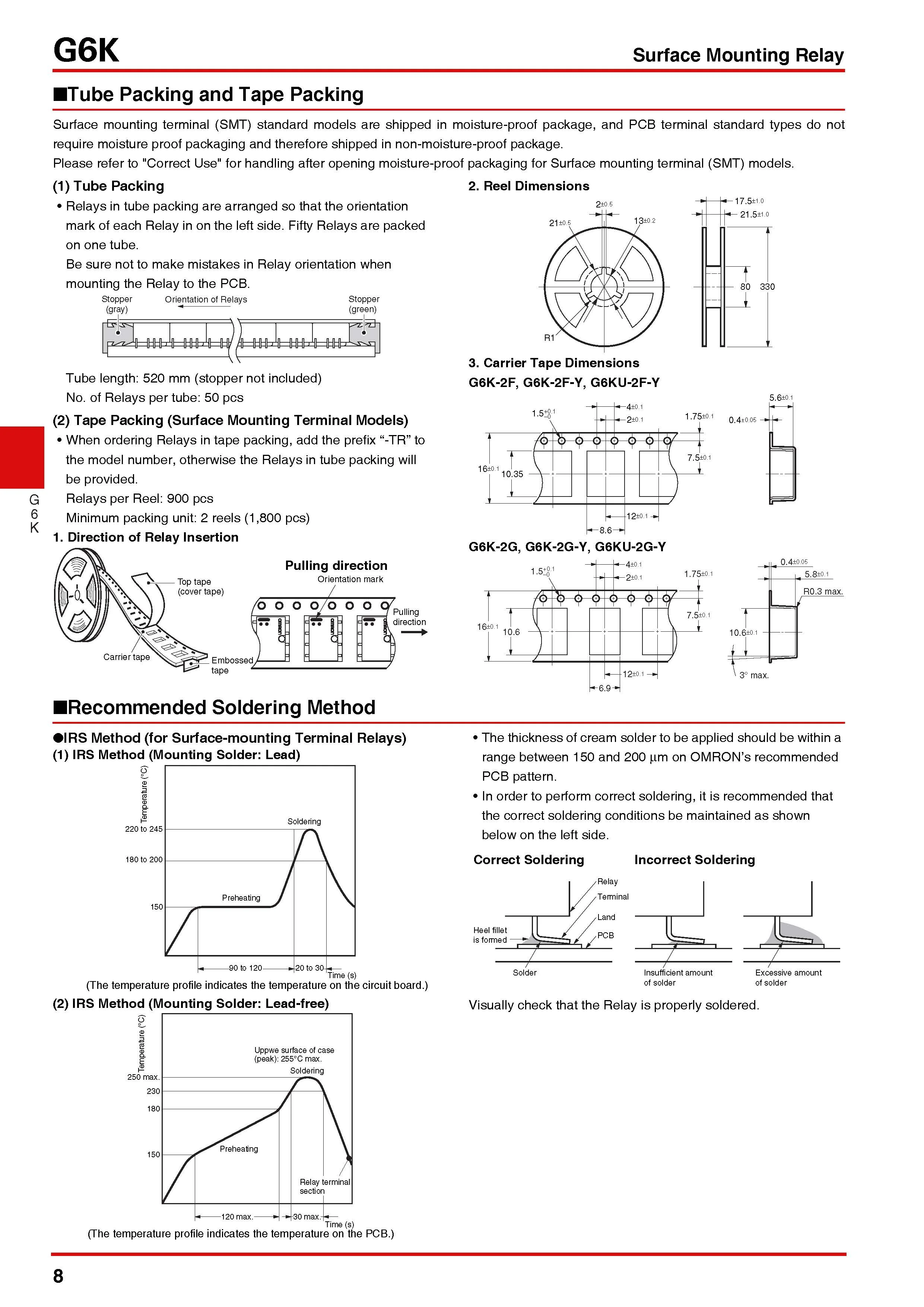 G6K Series - Surface Mounting Relay G6K-2F G6K-2F-Y G6K-2G G6K-2G-Y ...