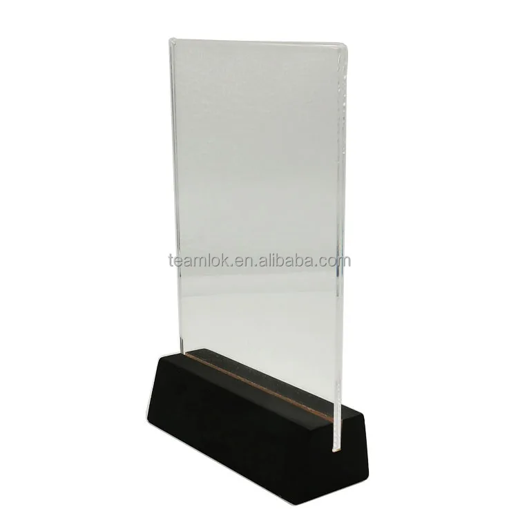 Trapezoid Shape Black Wood Base and Acrylic Sign Holder Custom Logo ...