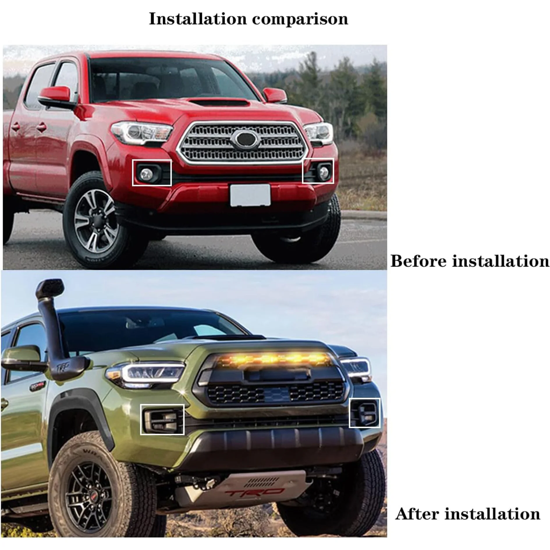 2016-2023 for Toyota Tacoma Aftermarket LED Fog Lamps with Black ABS ...