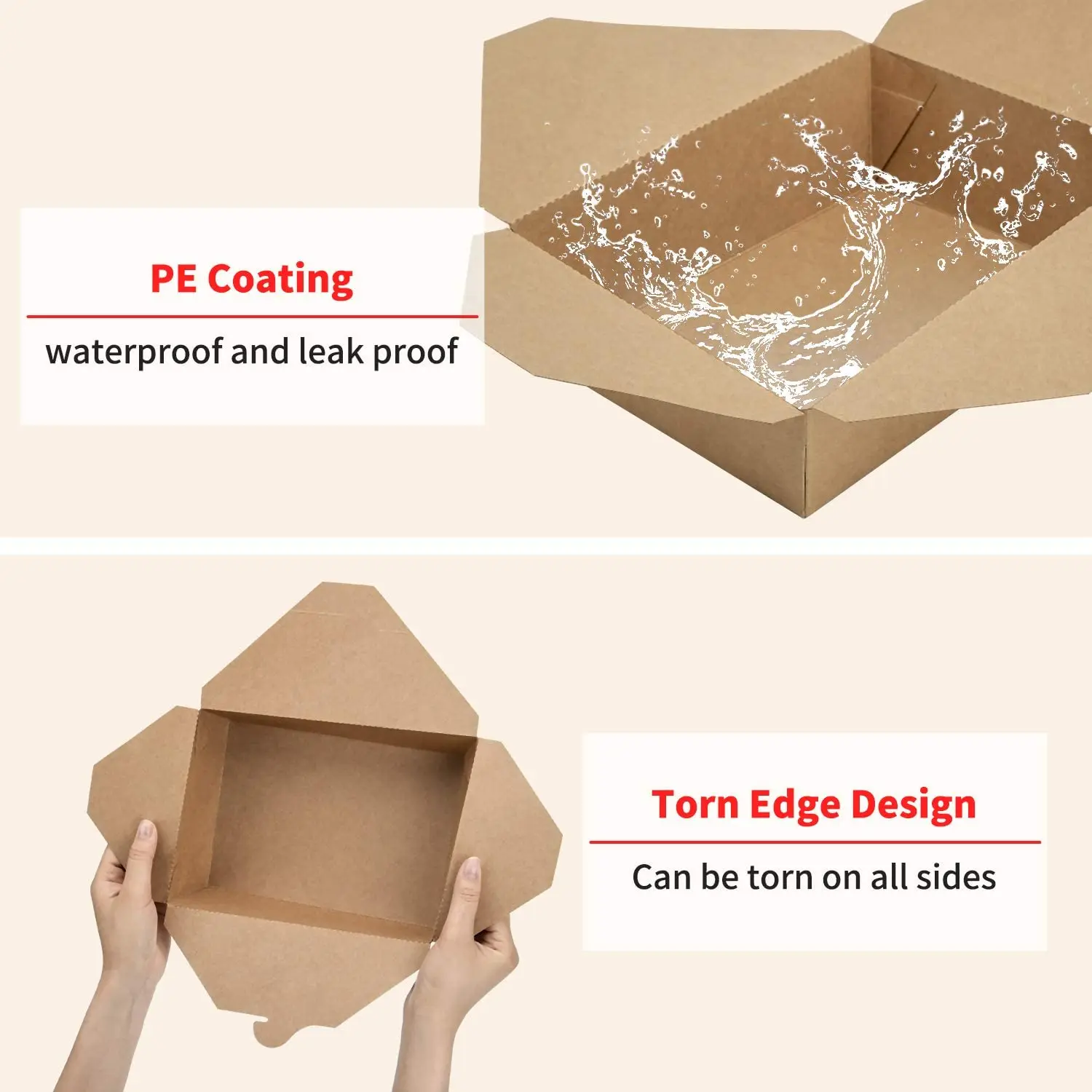 Kraft Paper Takeaway Chinese Food Containers - Durable & Eco-friendly