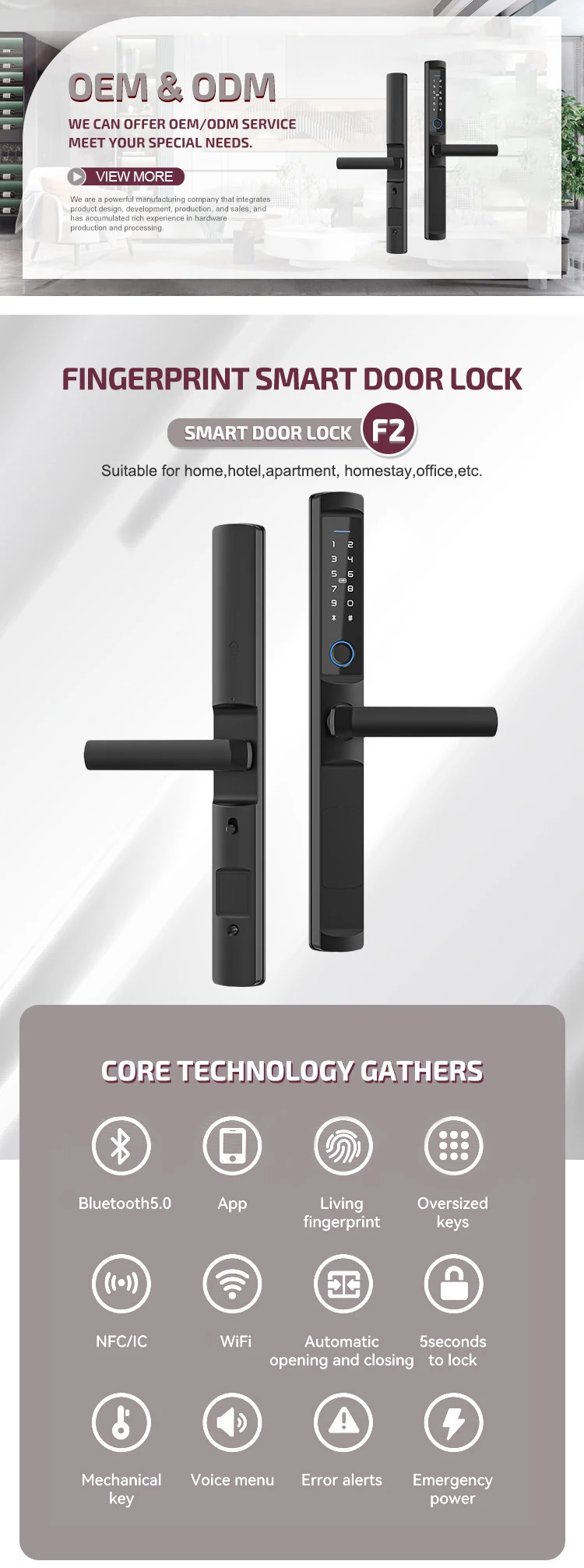 Waterproof Digital Fingerprint Door Lock With Tuya Wifi Ttlock Remote ...