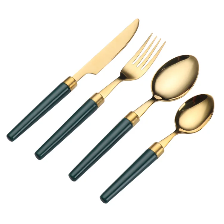 Nordic Creative Ceramic Dark Green Steak Moon Cake Knife And Fork ...