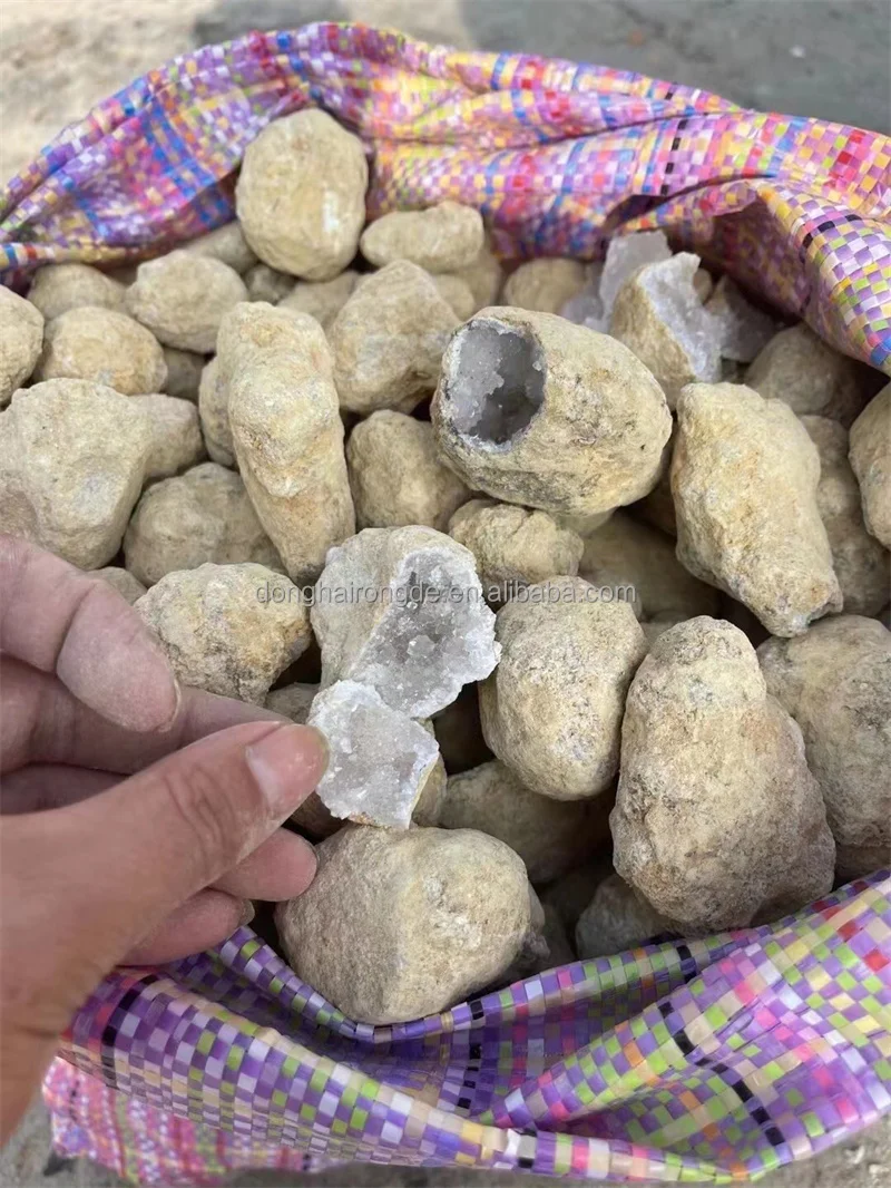 Unopened Natural Quartz Crystal Geode for Healing & Decor