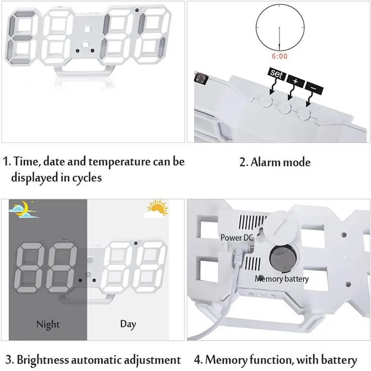 LED Wall Clock with 3 Auto Adjust Brightness Levels