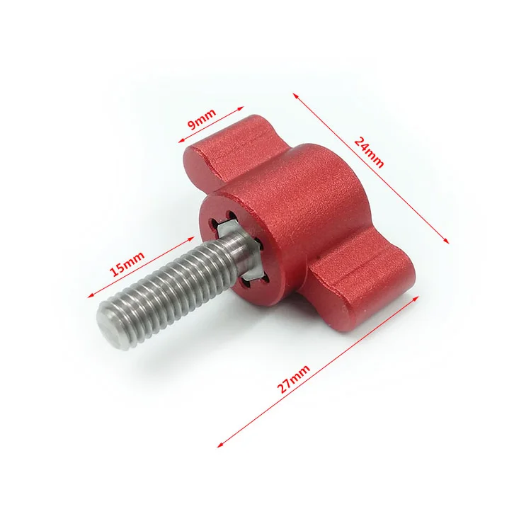 M5 Red Handle Aluminium Black Oxide Metric Adjustable Tightening Screw ...