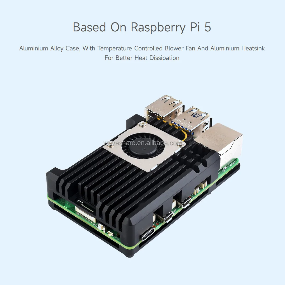 Aluminium Alloy Case (H) for Raspberry Pi 5, With Temperature ...