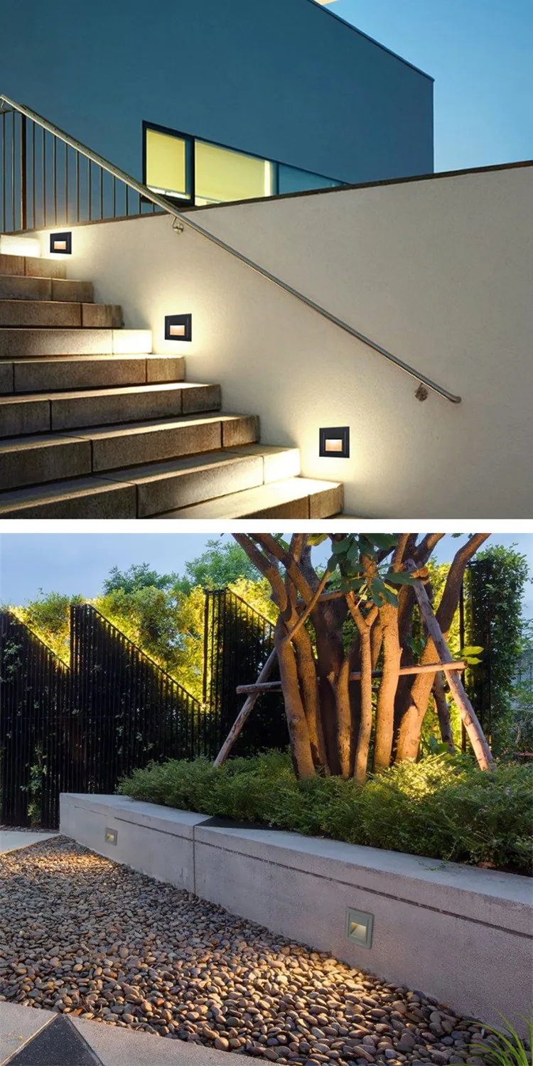 Indoor Outdoor Corner Recessed Foot Step Stair Wall Lamp