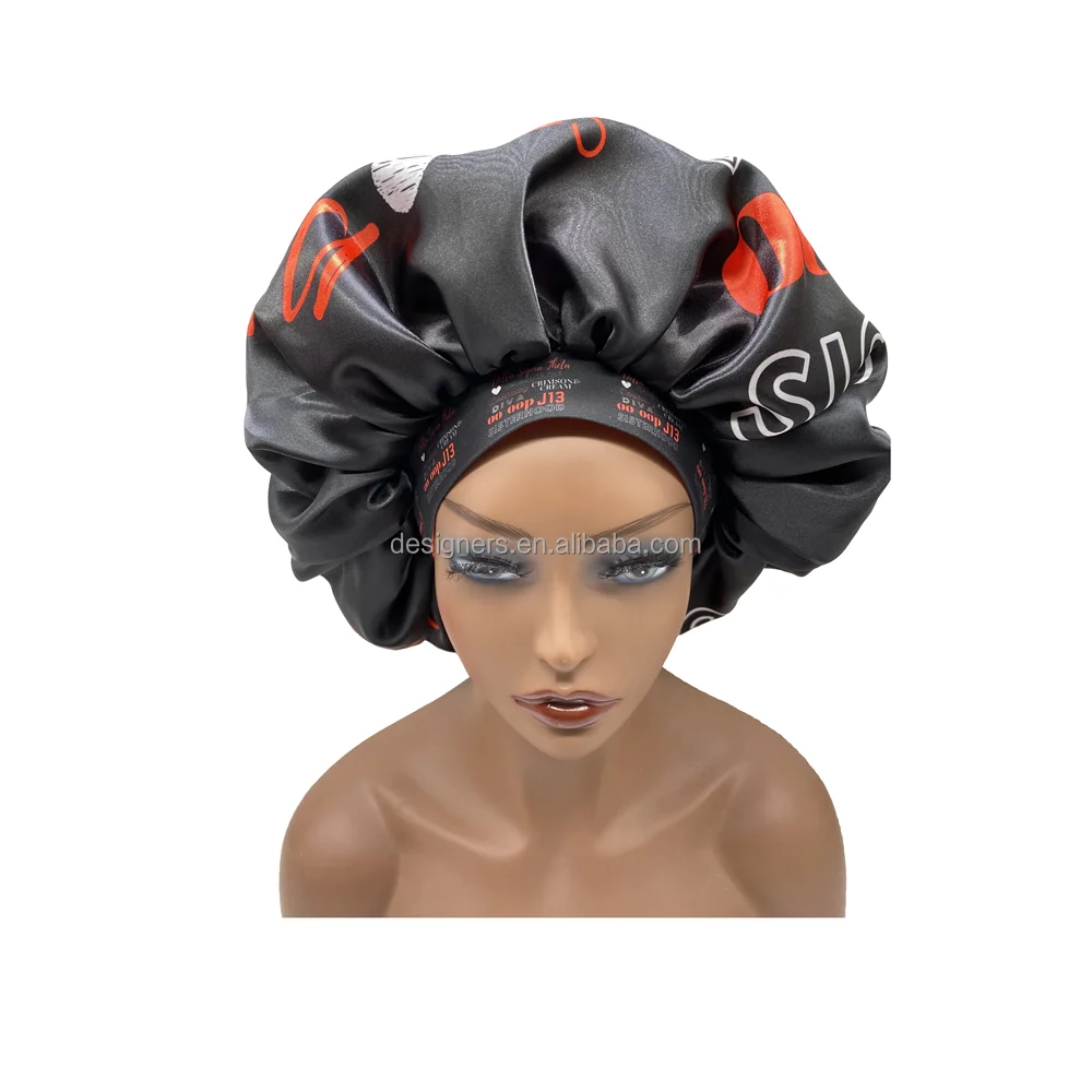 Customized Reversible Print Women Fashion Night Elastic Band Sleep Cap ...