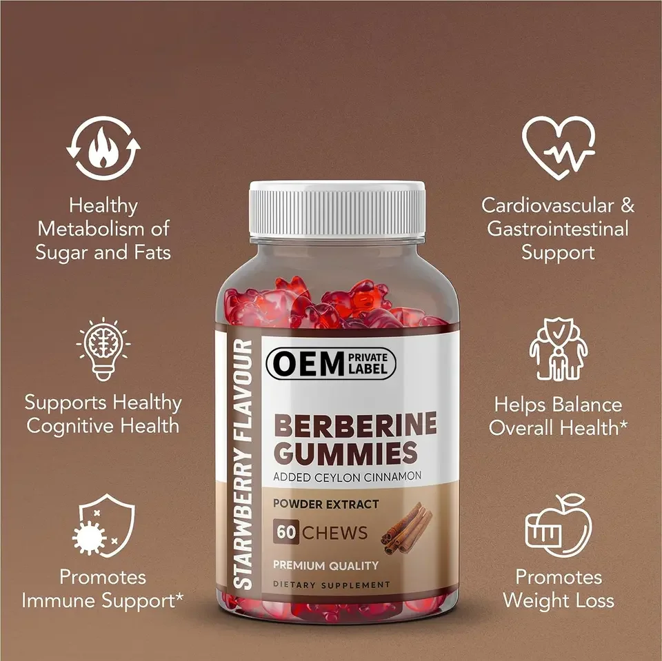 Biocaro OEM/ODM Berberine Gummies Ceylon Cinnamon Berberine Herbal ...
