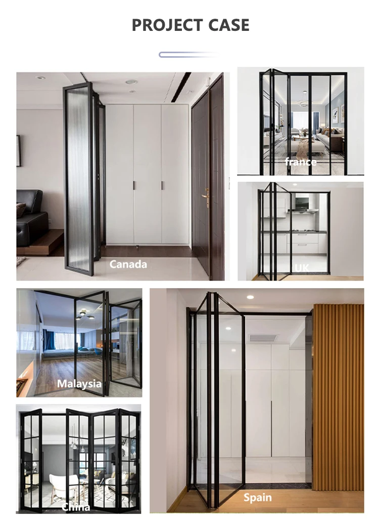 Frameless Folding Sliding Glass Doors Remote Control Auto Sliding Folding Partition Doors For