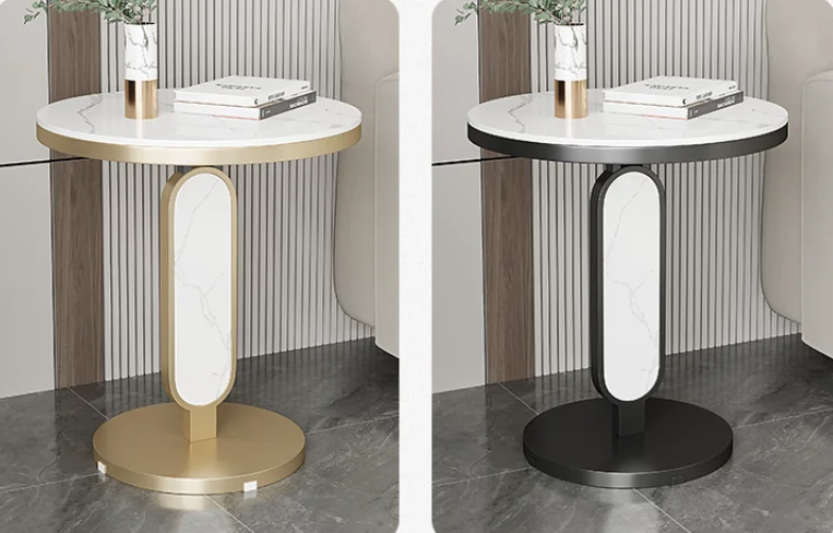 Modern Luxury Round Glass Top Coffee Table Sofa Back Side Table With ...