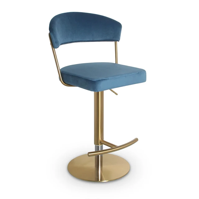 Foshan Modern Luxury Gold Velvet Bar Stool Chairs Cafe Gold Swivel ...